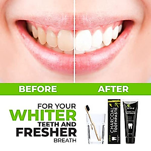 Activ-8 Activated Charcoal Toothpaste (100g) and Bamboo Toothbrush, Removes smoke and coffee stains, Vegan, Fluoride Free, Mint Flavour
