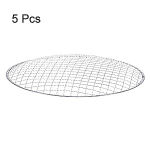 HARFINGTON 5pcs Round BBQ Grill Net 11"x0.9" Galvanized Iron Barbecue Mesh Mat for Baking Smoking Charcoal Grilling Roasting