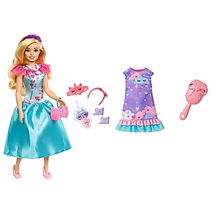 Barbie Doll for Preschoolers, My First Barbie “Malibu” Deluxe Doll, Blonde with Accessories, Soft Poseable Body, Party & Bedtime Themed Fashions