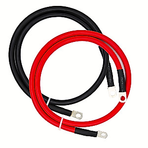 4 AWG Battery Cables, Gauge Power Inverter Cables with 5/16" Ring Terminals for Solar, RV, Auto, Marine Car, Boat （Length 3 ft