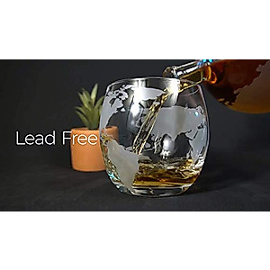 Bezrat Whiskey Glasses Set of 2, Old Fashioned Etched Globe Whiskey Tumblers - 10 oz Glassware for Scotch, Whiskey, Liquor and Cocktails