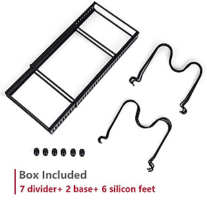 XSUPER Expandable Pot and Pan Organizer for Cabinet, Kitchen Pot Rack Organizer, Pans and Pots Lid Organizer Rack Holder with 7 Adjustable Compartments, Black