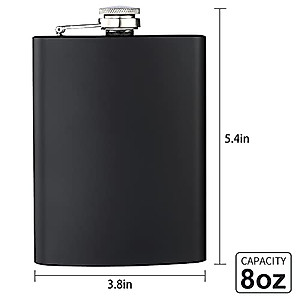 2 pcs Hip Flasks for Liquor for Men Women Black 8OZ Hip Flask with Silver lid with 2 pcs Funnel for Wedding Party Groomsman Bridesmaid Birthdays Gift