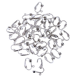 Bememo 36 Pack Clip-on Earring Converter with Easy Open Loop for DIY Earring and Turn Any Studs or Pierced into Clip on (Silver)