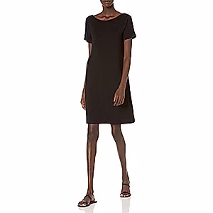 Amazon Essentials Women's Jersey Regular-Fit Ballet-Back t-Shirt Dress (Previously Daily Ritual), Black, Medium