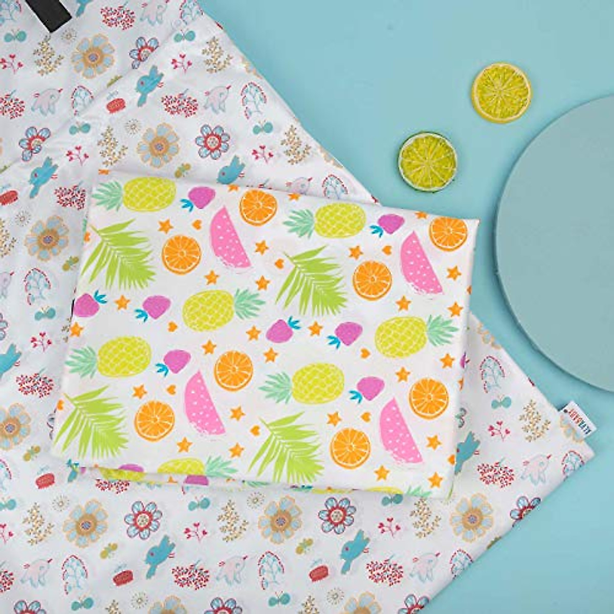 ALVABABY 2 Pack Large Wet Dry Bag Waterproof Hanging Cloth Diaper with Double Zippered Pockets 25x18 inches (Colorful world)