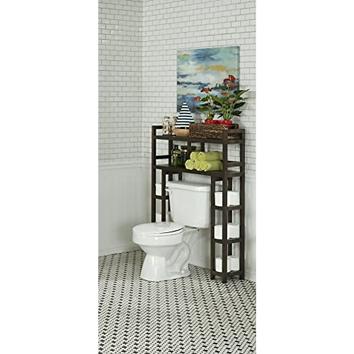 New Ridge Home Goods New Ridge Home Solid Wood Over The Toilet Bathroom Storage, ESPRESSO