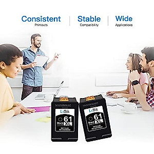 LxTek Remanufactured Ink Cartridge Replacement for HP 61XL 61 XL to Compatible with Envy 4500 5530 5535 5534, DeskJet 2540 1010 1000, OfficeJet 4630 2620 4635 Printer (High Yield, 2 Black)