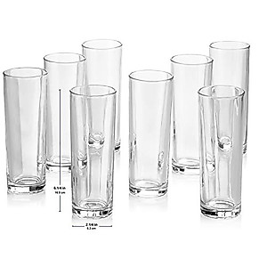 Set of 8 Cocktail Highball Glasses, Tall Drinking Glasses for Water, Juice, Cocktails, Beer and More, Elegant Bar Glasses, Italian, 10 oz Highball Glasses