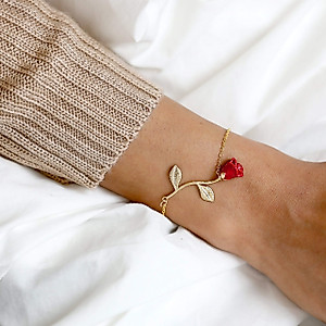 MignonandMignon Mothers Day Gift for Her Rose Bracelet Wome Beauty and the Beast Jewelry From Daughter - 3ERBR-G