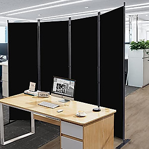 CHOSENM Room Divider, 4 Panel Folding Privacy Screens with Wider Support Feet, 6 Ft Portable Room Partition for Room Separator, 88" W X 71" H, Black