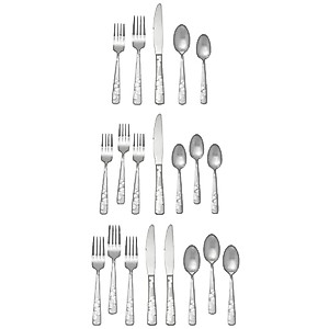 Oneida Quadratic 20 Piece Everyday Flatware, Service for 4, 18/0 Stainless Steel, Silverware Set, 3.6 x 6.3 x 10.3 inches