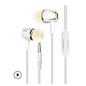 Wired Earbuds, Noise Canceling Earphones Tangle Free Wired Headphones with Mic (Yellow)