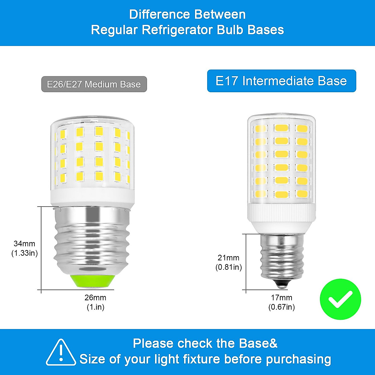 Freezer Light Bulb Replacement Kei D28a Kel 2811 E17 Led Bulb Intermediate Base Light Bulbs Kei D28x Kel 2816x Refrigerator Bulb Fridge Light Bulb 100-265V White 800LM (Pack of 1)