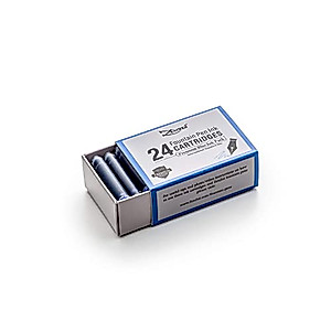 ZenZoi Fountain Pen Ink Cartridge Refills- 24 Bulk Premium Blue Case- Professional Grade, International Size, Non-Toxic Ink- Smooth, Blotch-Free Writing for Luxury Pens – German Nibs (Blue)