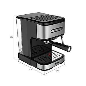 Möi Espresso Machine High Pressure - Espresso Maker with Milk Frother Steam Wand, Automatic Cappuccino & Latte Maker with Volume Control, Espresso Coffee Machine with 1.5 L Removable Water Tank-15 Bar