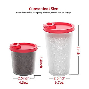Salt and Pepper Shakers Set of 2 Moisture Proof 4.3oz Plastic Salt Shaker With Lid for Camping Picnic Outdoors Kitchen Clear Airtight Spice Jar 2 Pack - Medium