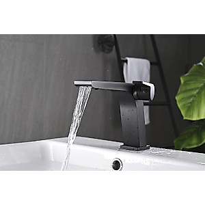 Bathroom Sink Faucet fit Single Handle Single Hole for Bathroom,Lavatory,Vanity Brass Matte Black Include 2 US Standard 3/8" Hoses