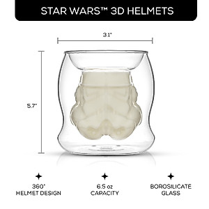 JoyJolt Star Wars Stormtrooper 3D Helmet 6.5oz Double Wall Glass Coffee Cup. From The Star Wars Coffee Mug, Glass Coffee Cups, Espresso Cups and Tea Cups Collection of Double Wall Glasses.