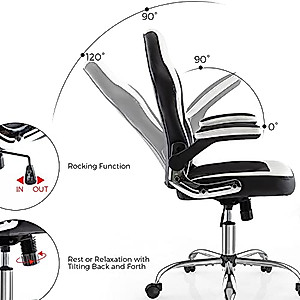 Gaming Chair, Racing Style Bonded Leather Gamer Chair, Ergonomic Office Chair Computer Desk Executive Chair with Adjustable Height and Flip-Up Arms, Gaming Chair for Adults Teens Kids Men Women