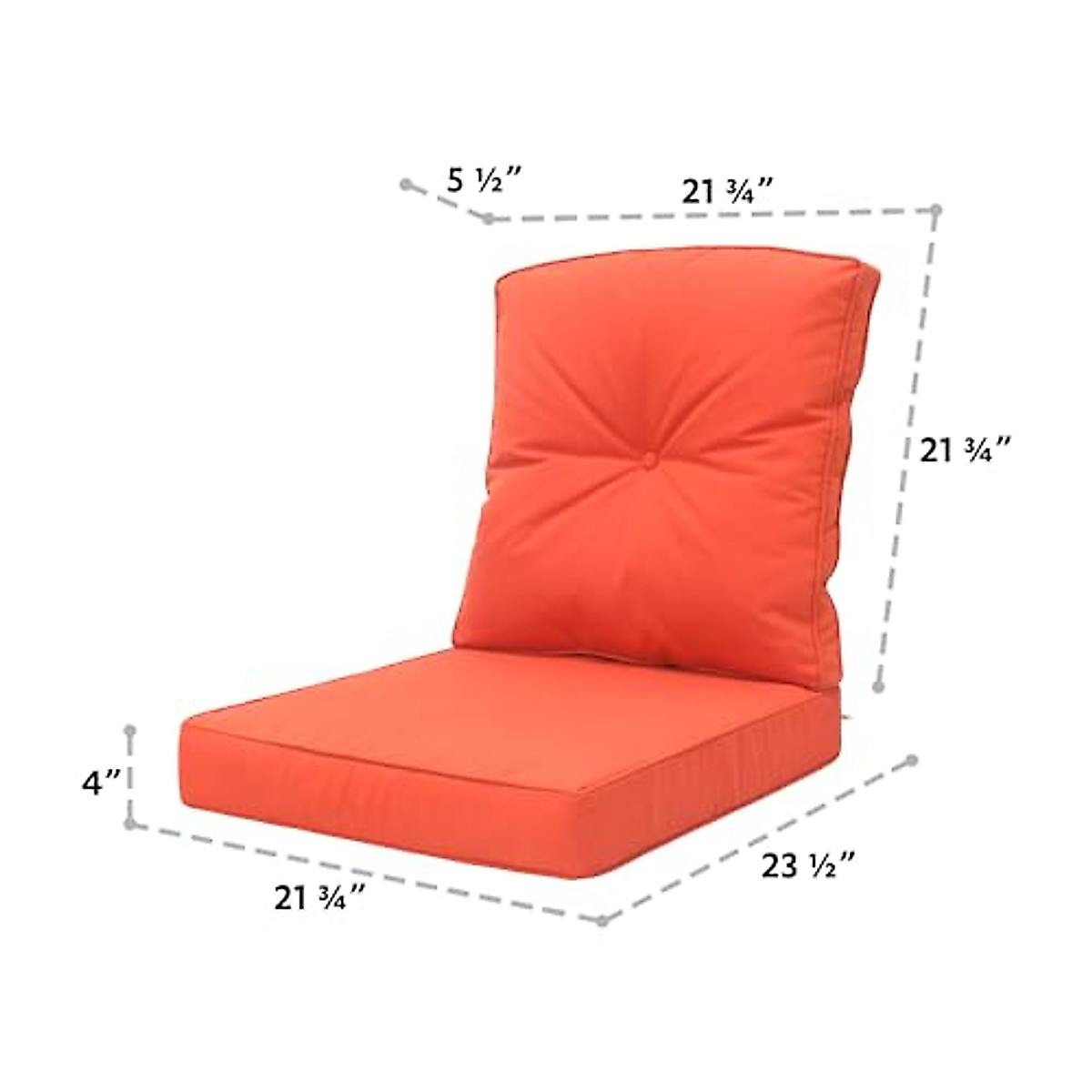 Harlie & Stone Outdoor Seat Cushion, Patio Chair Cushions, Outdoor seat Cushions Set of 2, Replacement Cushions for Outdoor Furniture, Outdoor Chair Cushion, 22 x 22 Outdoor Cushions - Orange