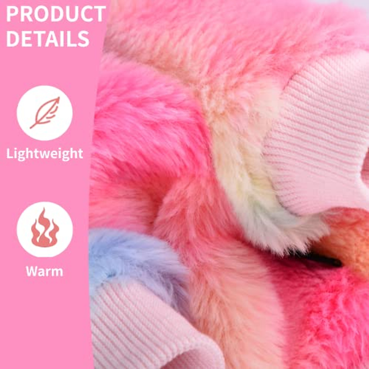 Pink Dog Sweater for Small Dogs Girl Tie Dye Female Dog Sweater Puppy Sweatshirts Doggie Sweaters Winter Dog Clothes Pet Cat Pup Warm Clothing Outfit for Yorkie Chihuahua Coat with Bow-Knot XS