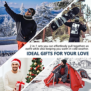 FZ FANTASTIC ZONE Mens Womens Winter Beanie Hat Scarf Set Warm Knit Thick Fleece Lined Skull Cap Neck Warmer for Men Women Dark Grey