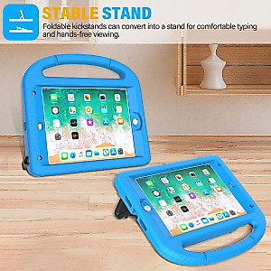 SUPLIK Kids Case for iPad Mini 4/5 (7.9"), Built-in Screen Protector Durable Shockproof Protective Cover with Handle Stand for 7.9 inch Apple iPad Mini 4th/5th Generation, Blue