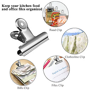 Chip Clips Bag Clips Food Clips Set of 18 - Messar Stainless Steel Heavy Duty Clips for Bag, Silver - All-Purpose Air Tight Seal Good Grip Clips for Home Kitchen Office School (18-Pack)