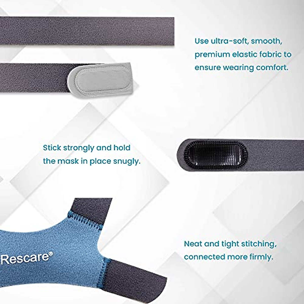 Headgear Replacement 2Packs Compatible with AirFit/AirTouch F20 Full-face Mask, 2Packs Elasticity Premium Nylon Soft Headgears+2Pairs Features Magnetic Clips+2Pieces Hose Hanger