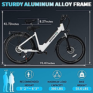 KORNORGE Electric Bike KC7, 26” Electric Bike for Adults with LCD Display, 350W Motor Ebike Up to 19.98 MPH, 36V 12.5Ah Battery, Dual Shock Absorber Electric Bicycle, White