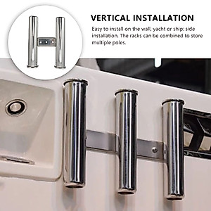 1 Set Double-Tube Fishing Pole Holder Stainless Steel Fishing Rod Stand Fishing Boat Accessory Fishing Rod Stand Fishing Pole Rack Stainless Steel Pole Holder Fishing Boat Accessory Fishing