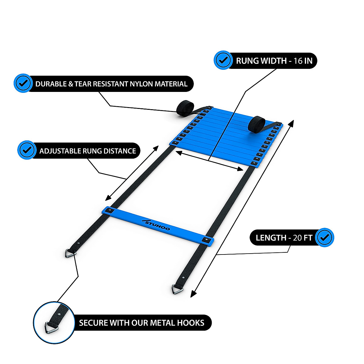 STUHOO Agility Training Equipment Set | Soccer Training Equipment for Kids Youth | Agility Ladder Speed Training Equipment with Bag | Football Training Equipment with Speed Hurdles, Cones for Footwork