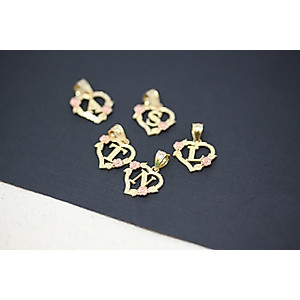10k Beautiful Two-Tone Initial Heart Pendant for Women in Yellow and Rose Gold - Letter R