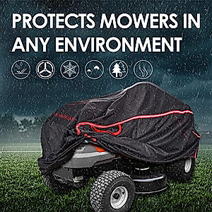 K-Musuclo Riding Lawn Mower Cover, Outdoors Tractor Cover Heavy Duty 600D and Pvc Coating, Waterproof Strip With Drawstring & Cover Storage Bag（72"L X 54"W X 46"H）