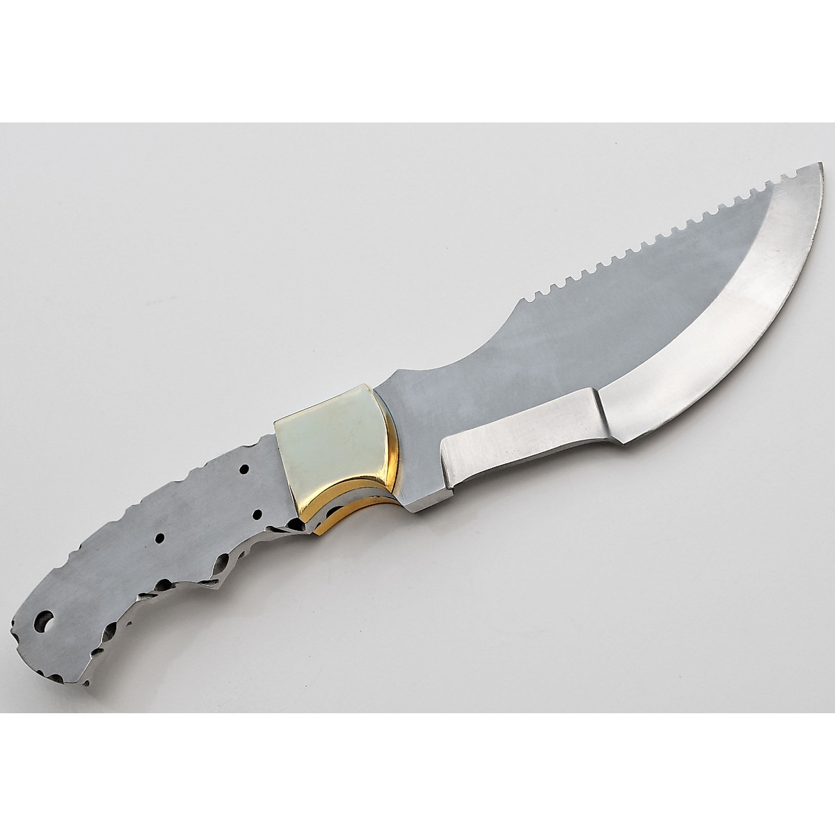 Whole Earth Supply Tracker 1095 High Carbon Steel Large Knife Blank +Brass Finger Guard for Custom Making Knives Blade Blades Blanks Hunting