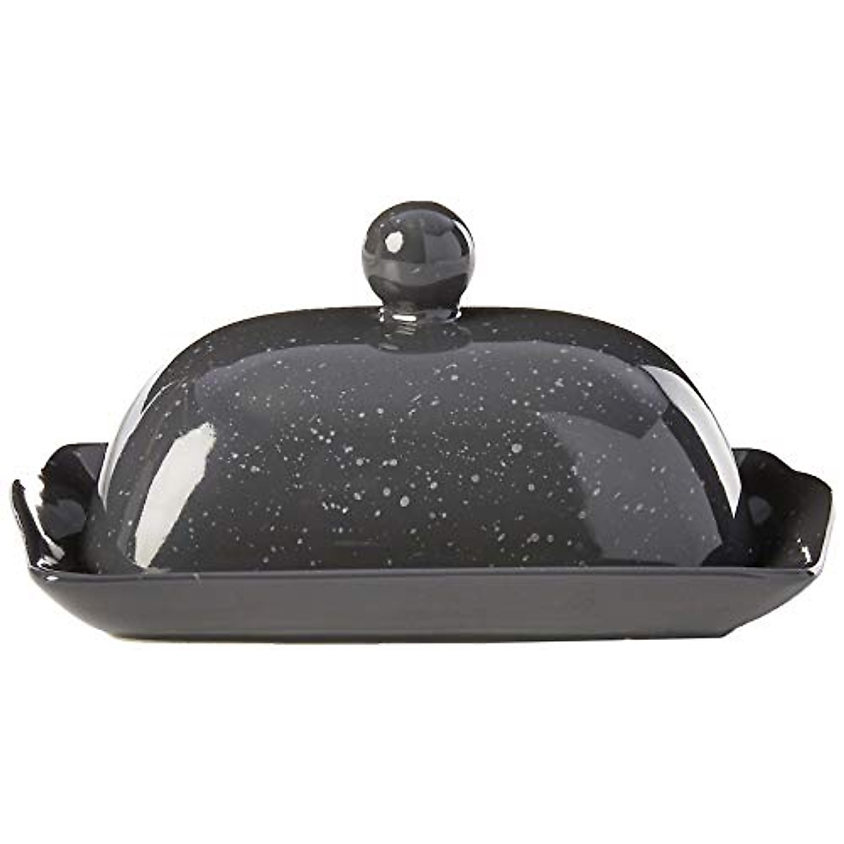Boston Warehouse Speckleware Covered Butter Dish, Standard, Charcoal Grey