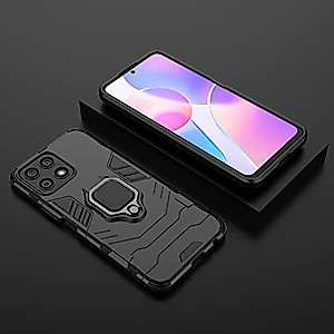Compatible with Honor X8 Case Kickstand with Tempered Glass Screen Protector [2 Pieces], Hybrid Heavy Duty Armor Dual Layer Anti-Scratch Phone Case Cover, Black