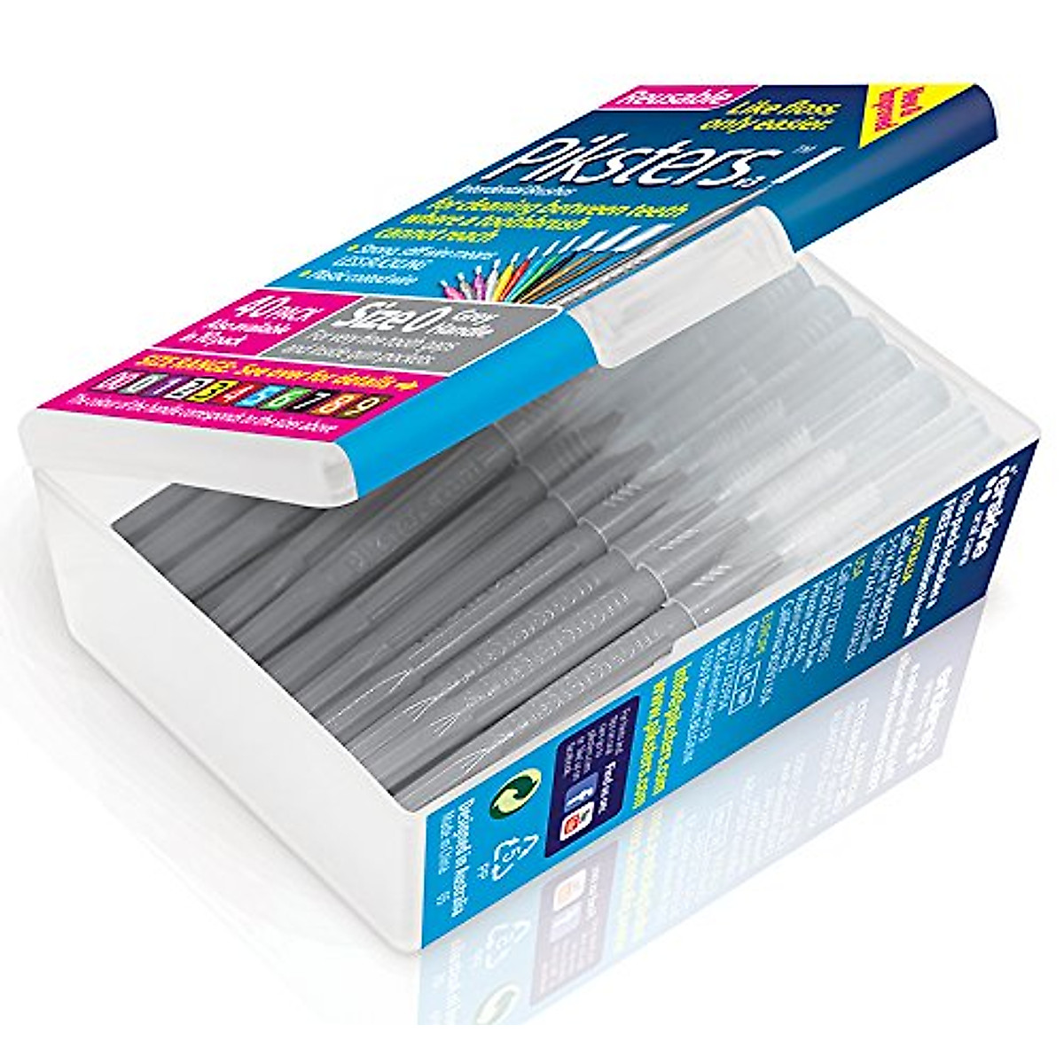 Piksters Interdental Brushes, 40 pk, Size 0, Interdental Tooth Brush for Very Fine Gaps, Gum Soft Bristles for Plaque Removal, Safe for Braces