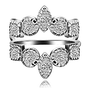 Uloveido Fashion Rings Enhancers for Women White Gold Plated Cubic Zirconia Ring Enhancer for Wedding Engagement Rings Size 7 Y507B