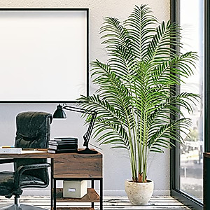 Keeplush Artificial Palm Tree 6ft Tall Fake Palm Tree Indoor Decor with 18 Trunks and Real Bark Design Faux Tropical Areca Palm Silk Floor Plant in Pot for Home Office Living Room Bedroom Decor 2pcs