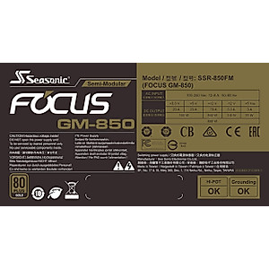 Seasonic Focus SSR-850FM, 850W 80+ Gold, Semi-Modular, Fits All ATX Systems, Fan Control in Silent and Cooling Mode, 7 Year Warranty, Perfect Power Supply for Gaming and Various Application