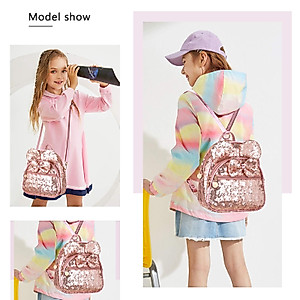 KL928 Girls Bowknot Polka Dot Cute Mini Backpack Small Daypacks Convertible Shoulder Bag Purse for Women (Fluorescent Pink-01)