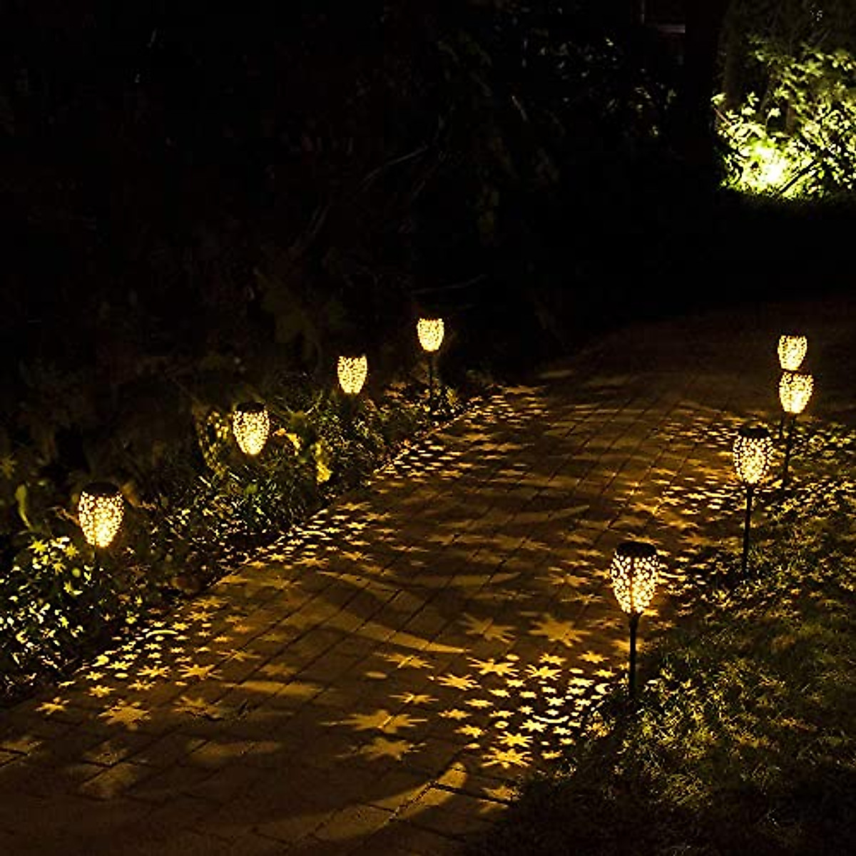 Walensee Solar Lights Outdoor (Black 2 Pack), Garden Decoration and ornamen, Moon and Star Pattern, Metal Sun Powered Stake Decorative Landscape Lamp Waterproof Dusk to Dawn for Lawn, Yard, Walkway