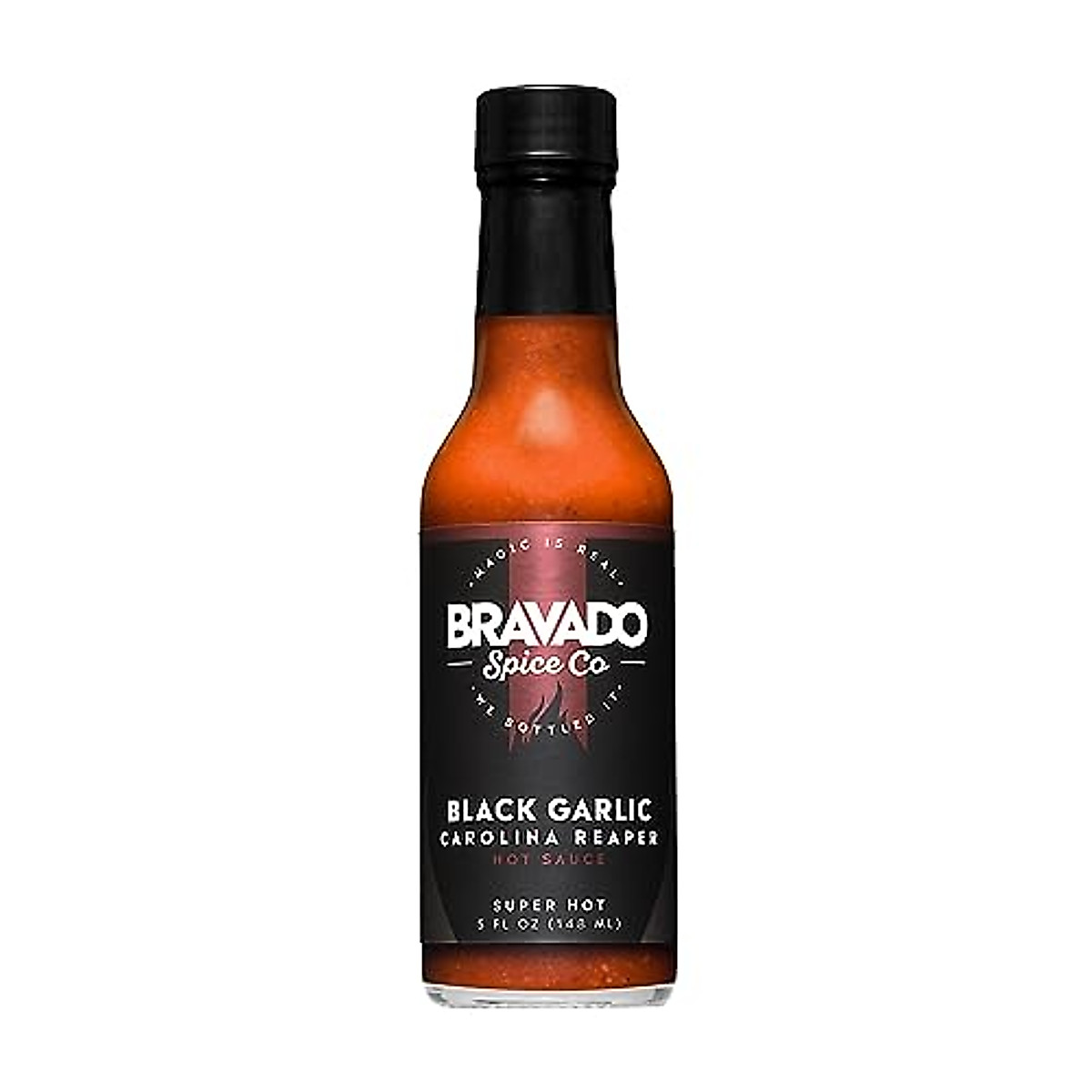 Black Garlic And Carolina Reaper Hot Sauce By Bravado Spice FEATURED ON HOT ONES Gluten Free, Vegan, Low Carb, Paleo All Natural 5 oz Bottle Award Winning Gourmet Hot Sauce
