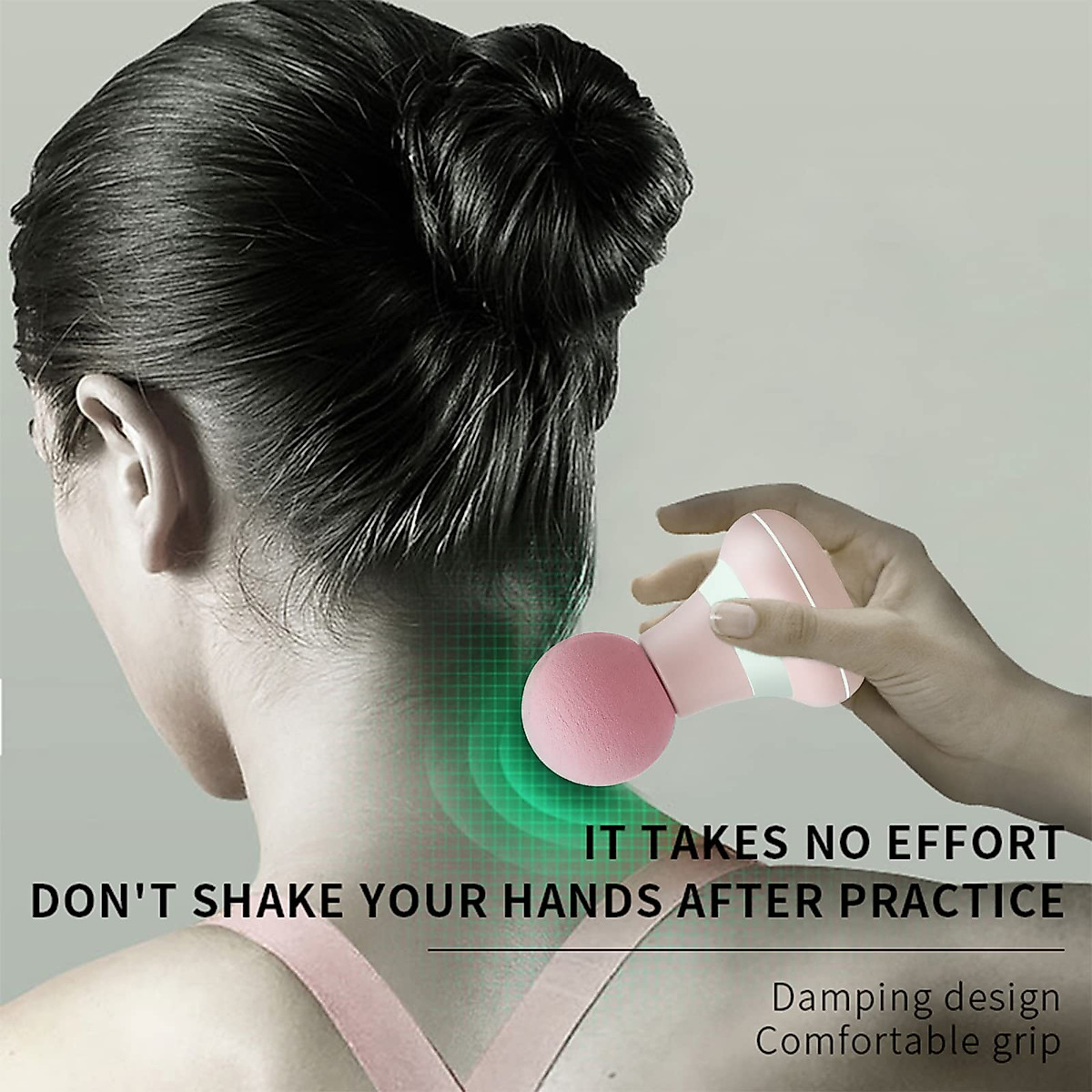 Mini Massager Portable Pocket Massager Support for Woman USB Charging 6 Speed Vibration Mode Head and Neck Relaxation Muscles and Pain Relief (Pink)