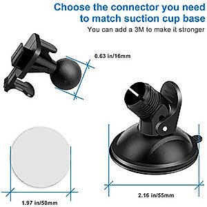 QveeQ Dash Cam Suction Cup Mount Compatible with Crosstour, APEMAN, YI 2.7", Z-Edge Z3 3" and Most Other Dash Cam with 16 Different Points, 3 x Glue Double Sided Adhesive Tapes, 3 Wipes(Dry and Wet)