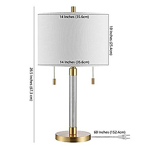 SAFAVIEH Lighting Collection Bixby Modern Contemporary Brass Metal Pull-Chain 27-inch Bedroom Living Room Home Office Desk Nightstand Table Lamp (LED Bulb Included)