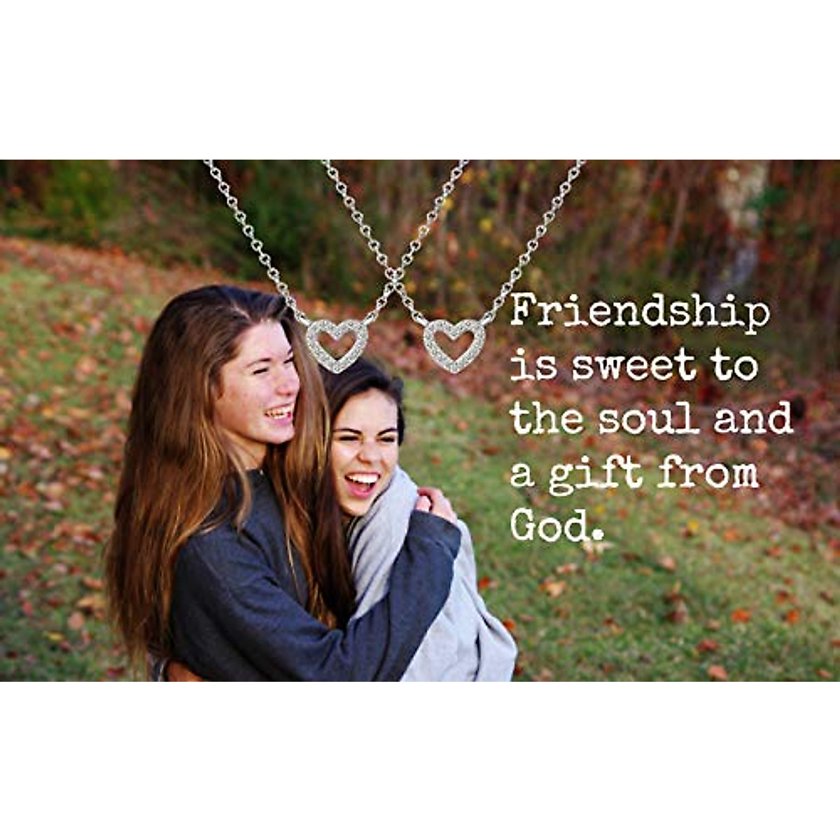 Your Always Charm Best Friend Necklaces for 2 Heart Friendship Necklace for Women Girls BFF Necklaces (silver cz necklace)