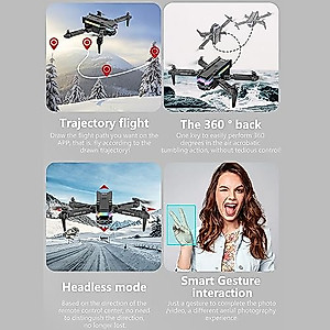 RKSTD Drone With Camera, RC Quadcopter For Beginners, RC Drone With HD Camera For Adults With LED Light, Auto Hover, Voice Control, APP Control, Easy To Play Kids Toy Gift